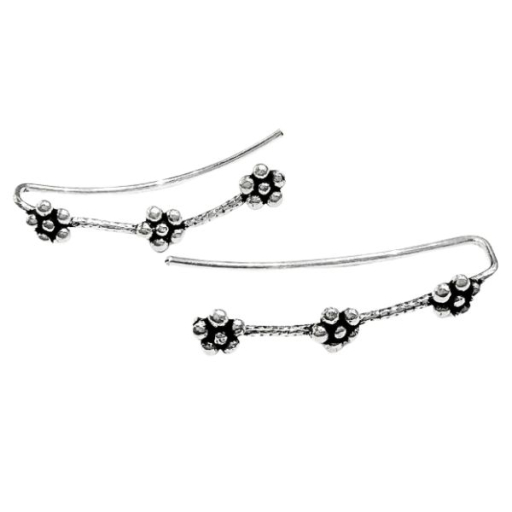 Aros trepadores tramados con flores de Plata 925 Peso aprox. 1,65Gr